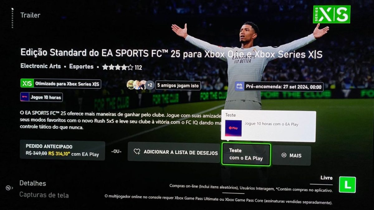 Teste do EA Sports FC 25 está disponível no EA Play e Game Pass