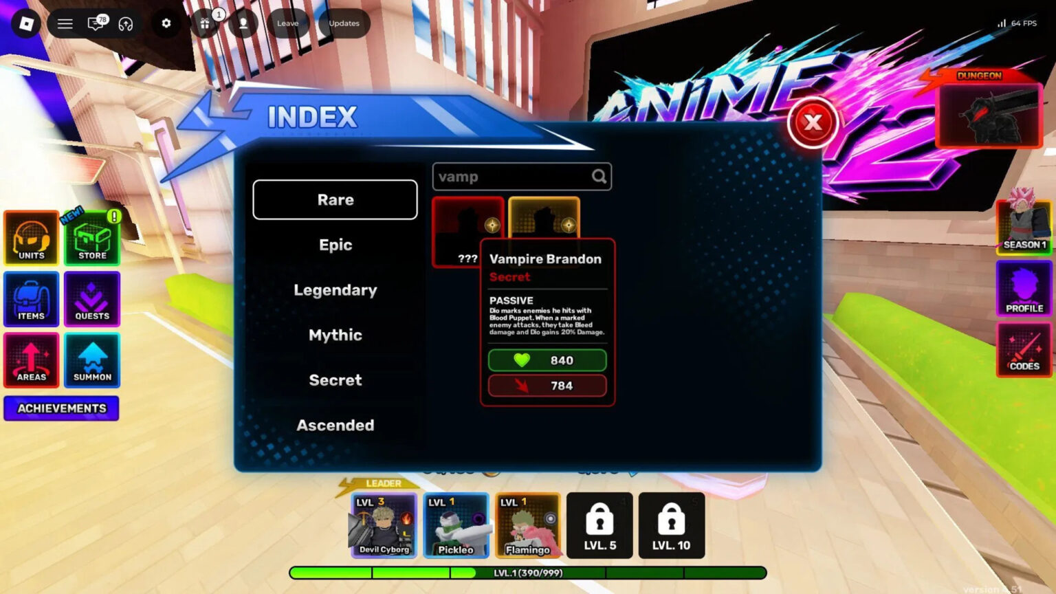 Roblox - Como conseguir e evoluir o Vampiro Brandon em Anime Story 2